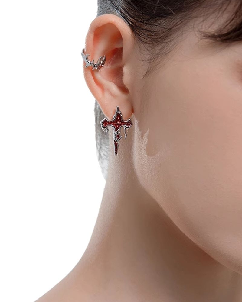 【MASW】Fearless Cross Earrings pg744 – Punkgram
